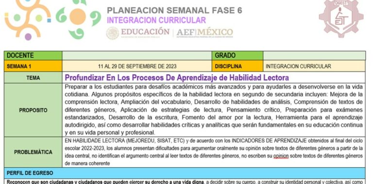 Planeación Integración Curricular Secundaria (Trimestre 1)