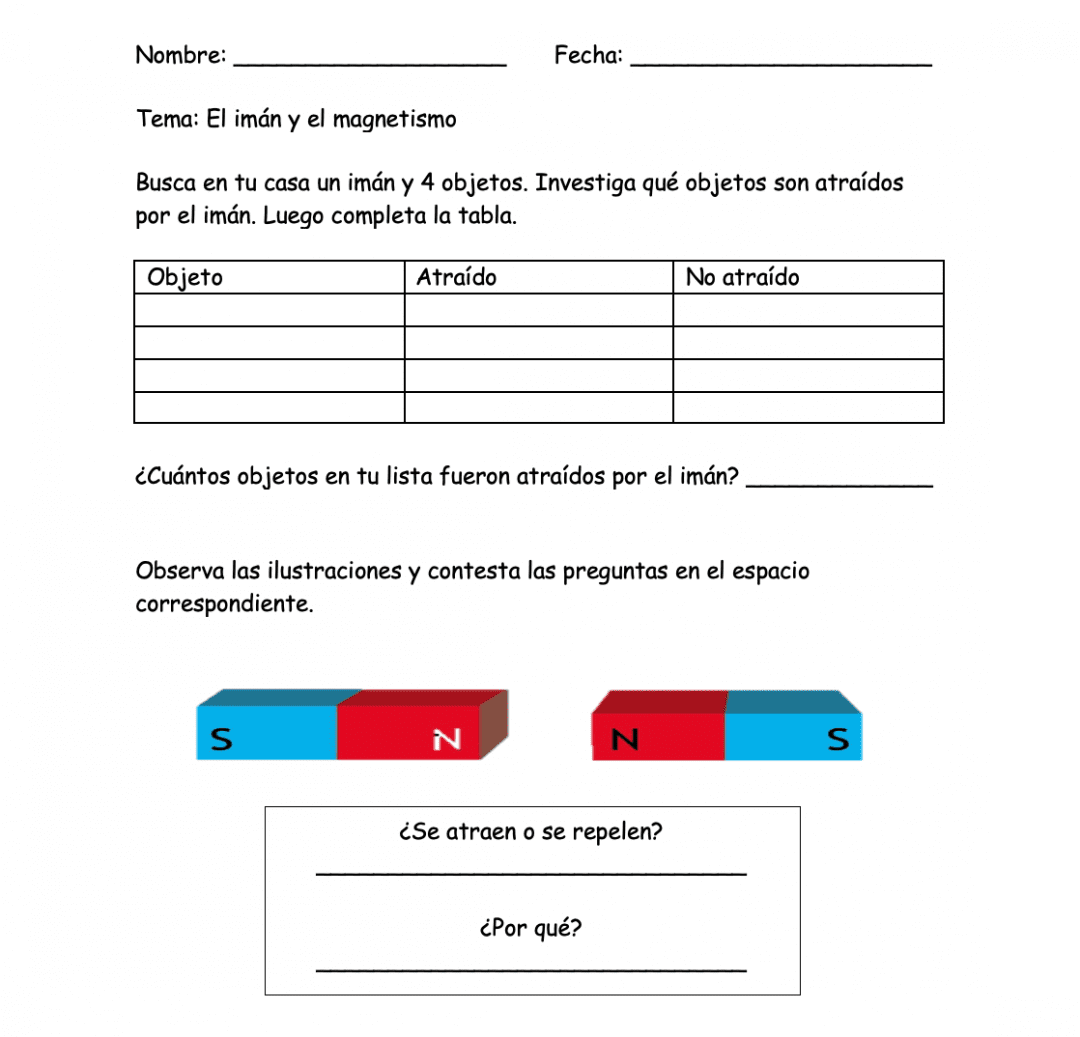 Hoja De Trabajo Sobre Imanes