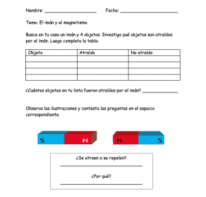 Hoja de trabajo Imanes y Magnetismo