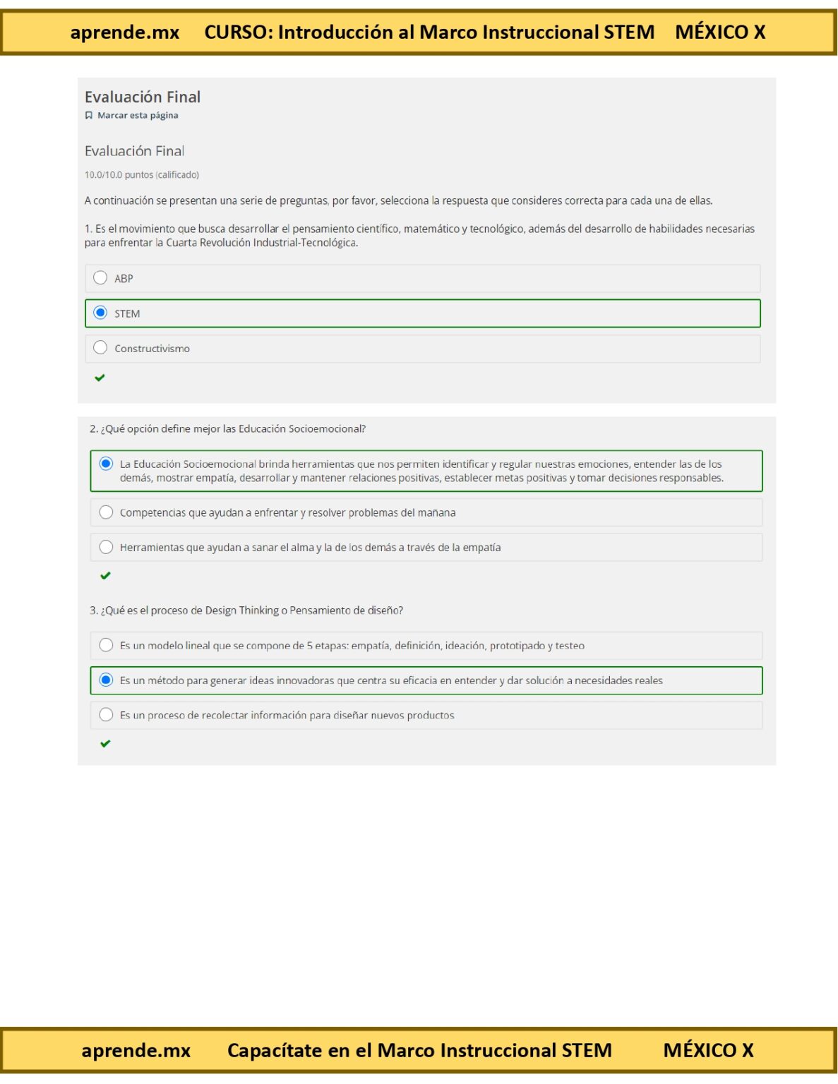 Curso Contestado Introducción al Marco Instruccional STEM