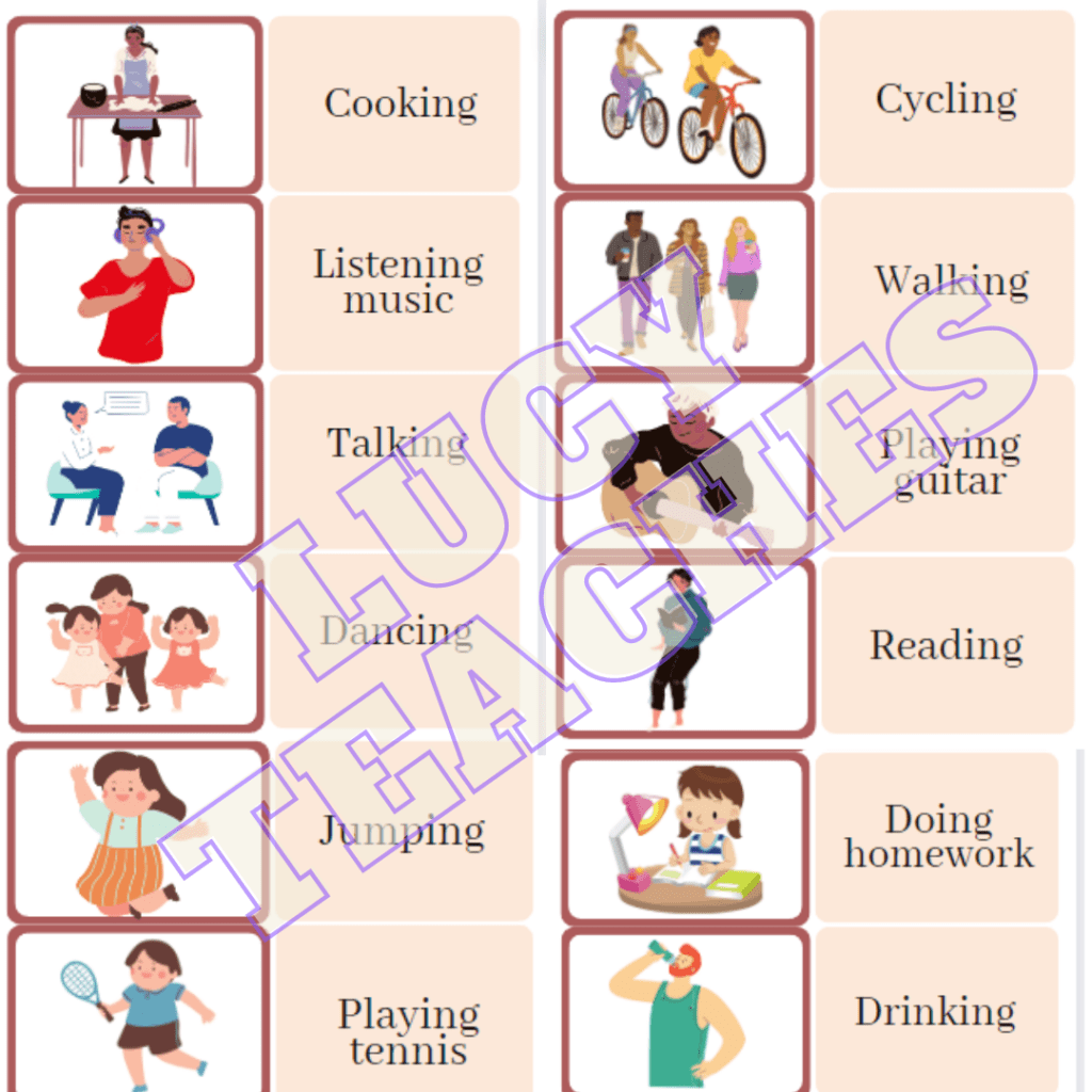 Actividades con ING en Inglés.