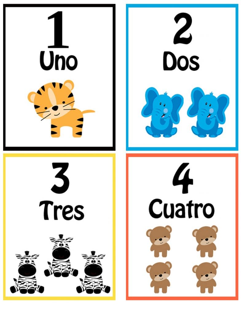Tarjetas del 1 al 10 para Niños con Ilustraciones de Animalitos