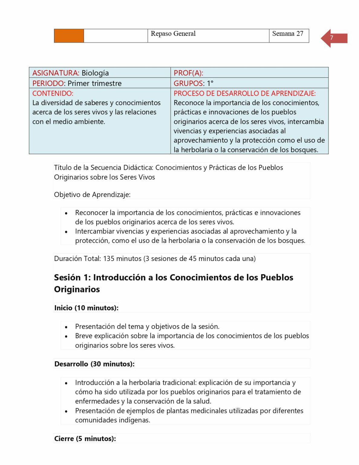 Planeación anual de Biología, Secundaria. (Nueva Escuela Mexicana) 2025 ...