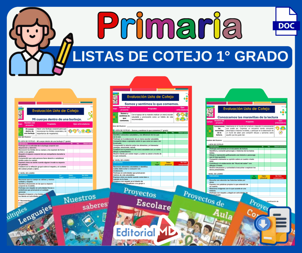 Listas de Cotejo 1° Grado de Primaria NEM