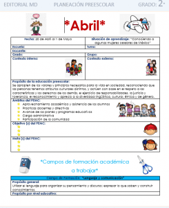 Planeacion de Abril Para Preescolar (Día del Niño)