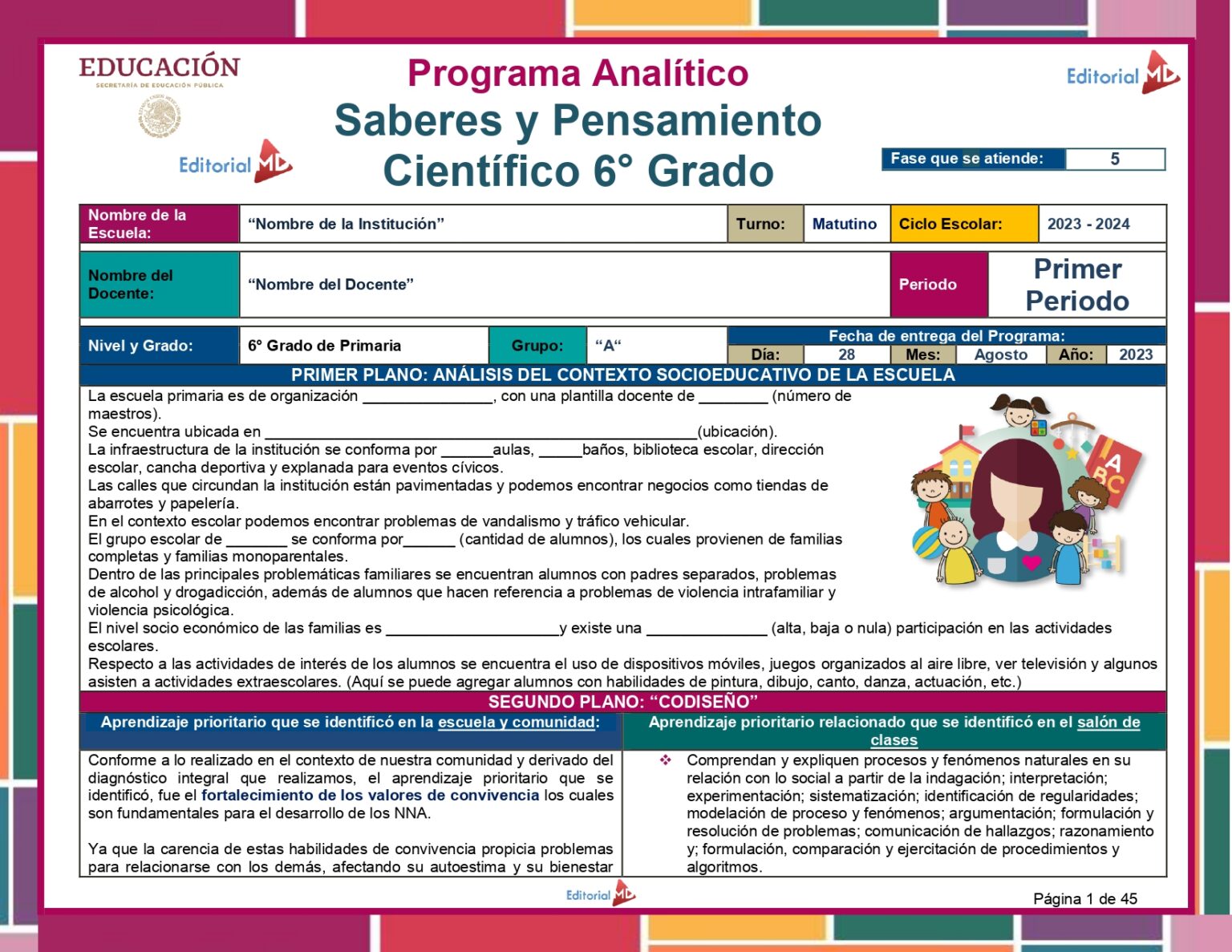 Programa Analitico Sexto Grado (Fase 5) ¡ELABORADO!