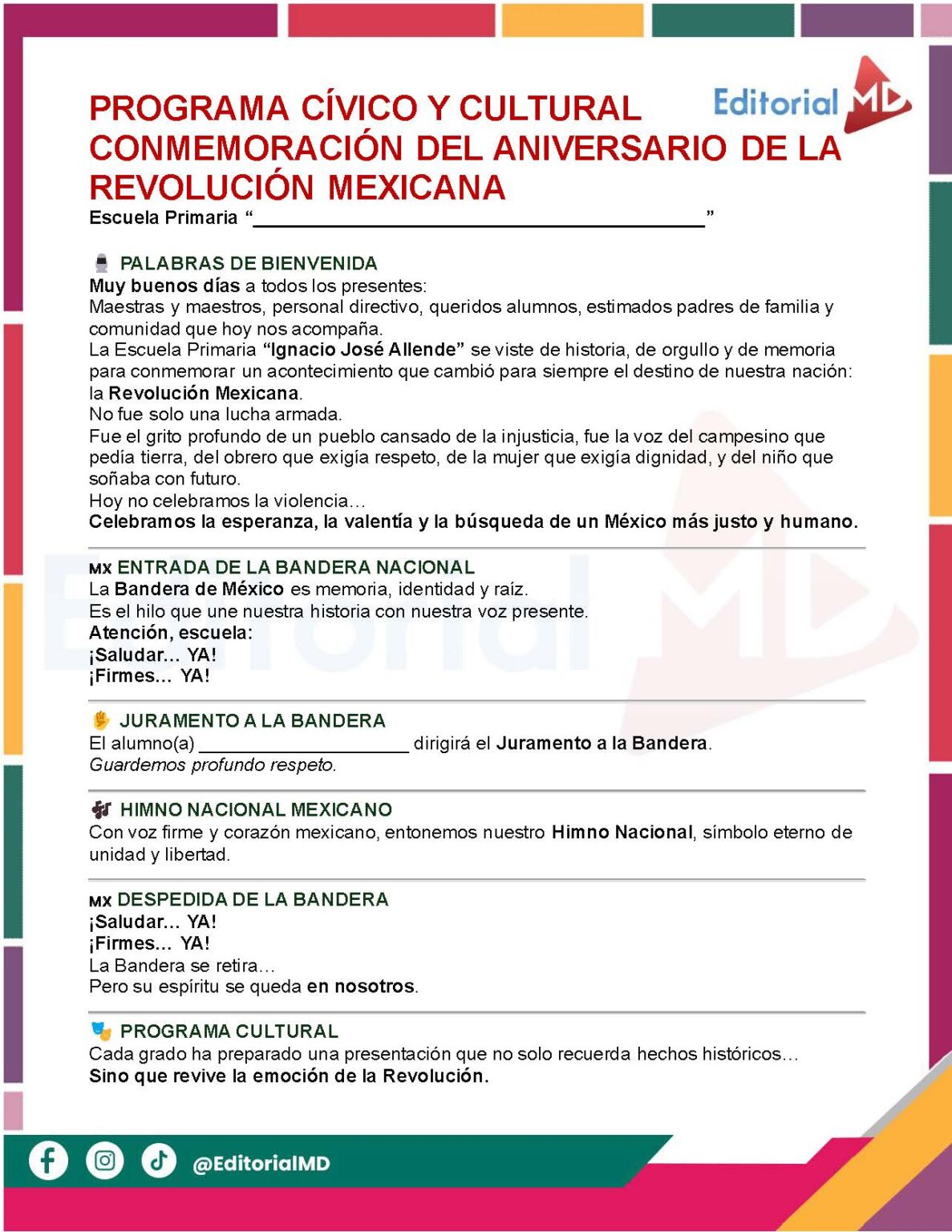Programa Cívico, Cultural y Actividades "Revolución Mexicana" NEM 2026 ...
