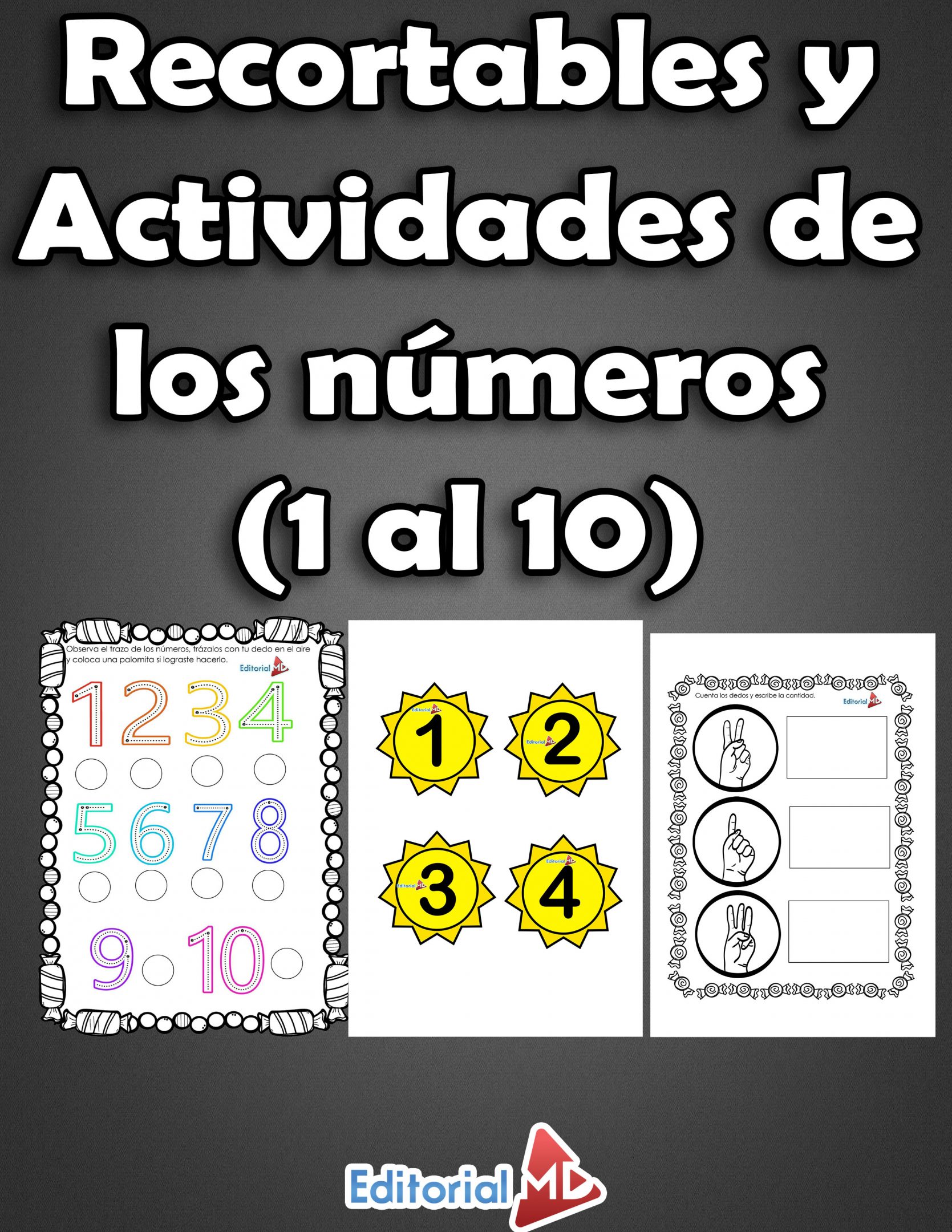 Recortables y Actividades de los números (1 al 10) En PDF Para Imprimir