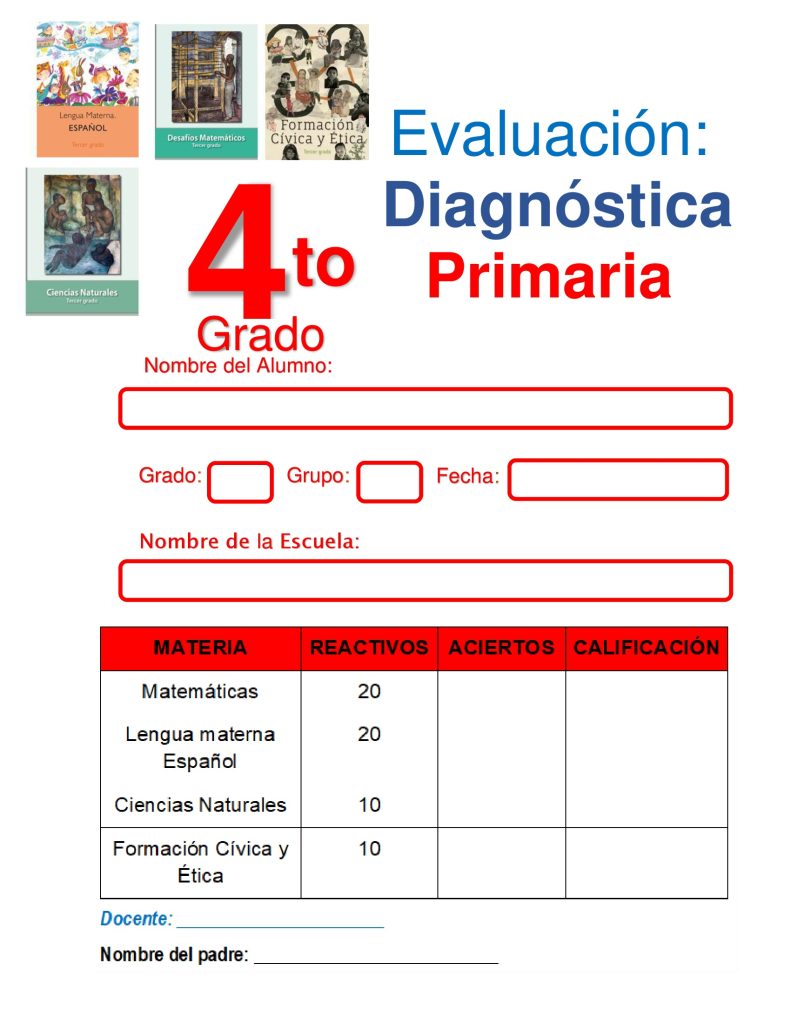 Examen diagnóstico Cuarto año de Primaria