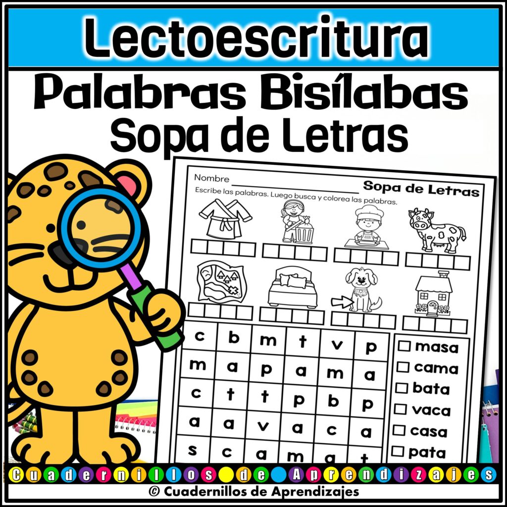 Palabras Bisílabas Sopa de Letras