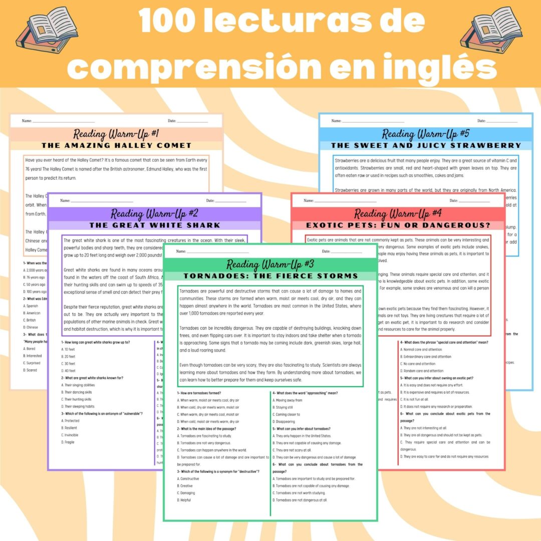100 Lecturas de Comprensión Lectora en Inglés