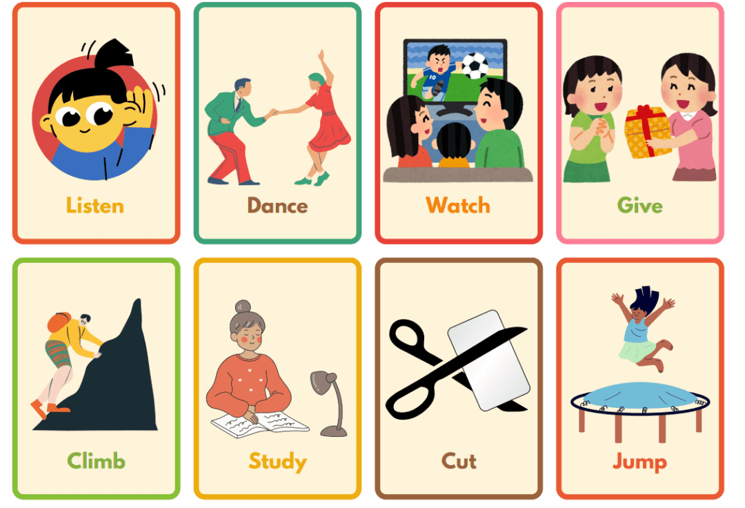 Tarjetas para imprimir de verbos en inglés