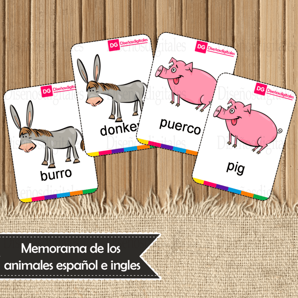 Hermoso Memorama de animales de Granja en español e ingles | 2020
