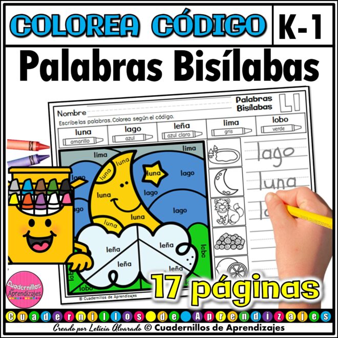 Palabras Bisílabas Colorea por Código