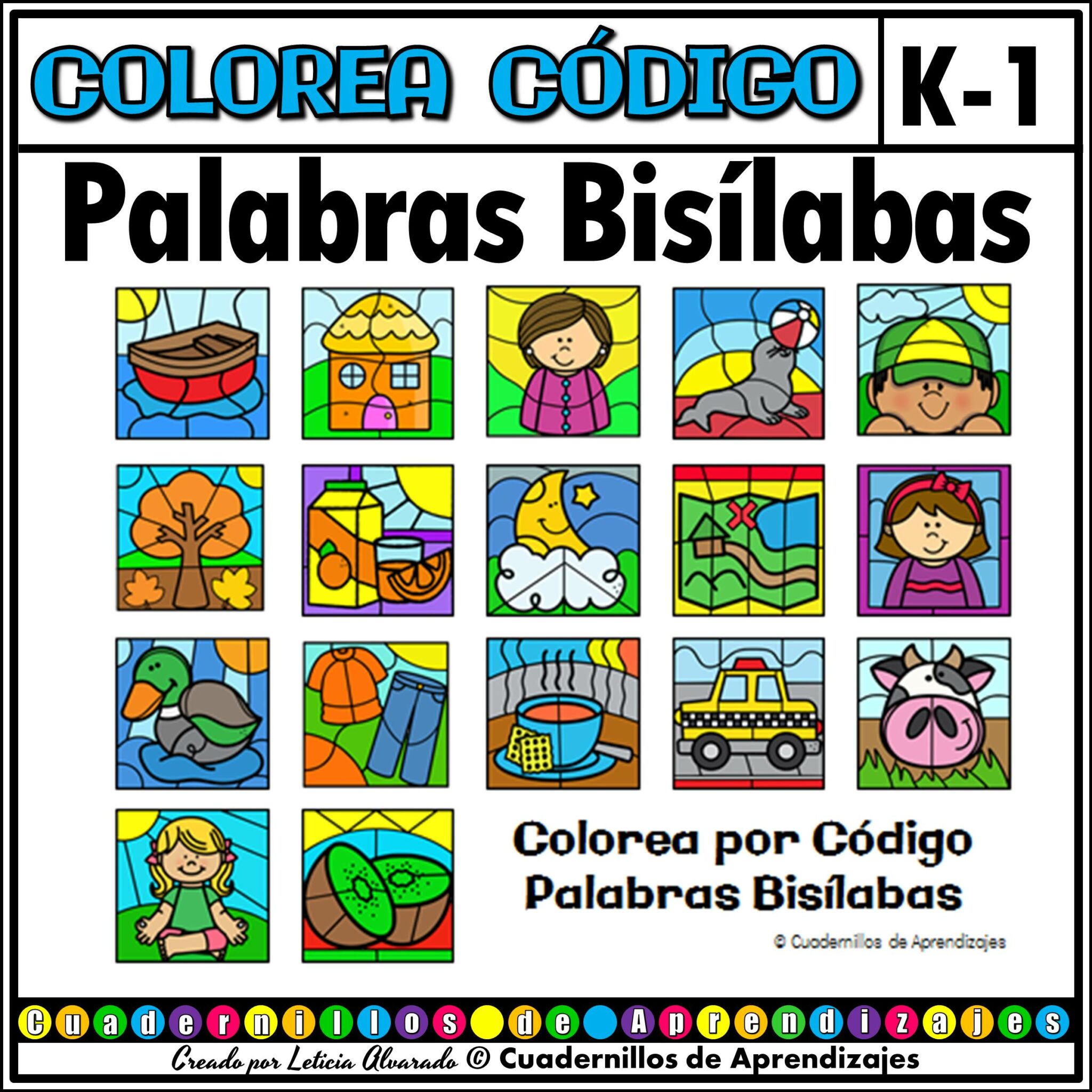 Palabras Bisílabas Colorea por Código