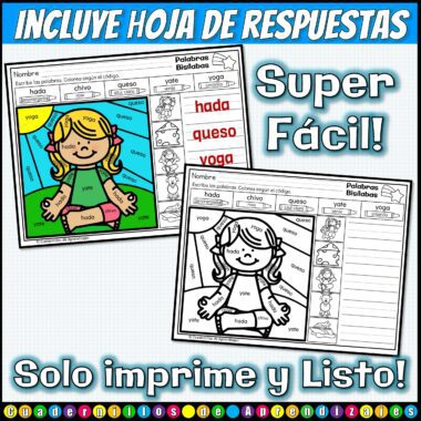 Palabras Bisílabas Colorea por Código