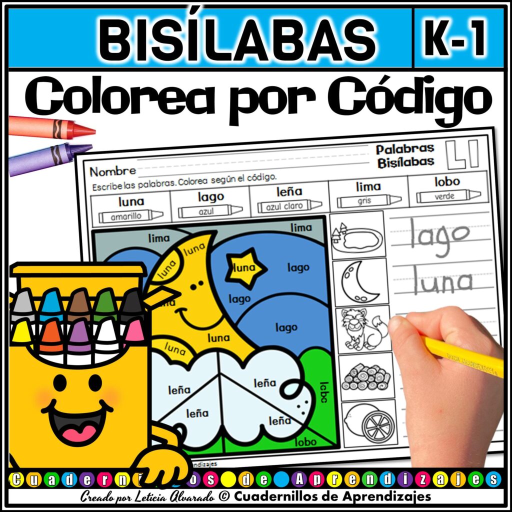 Palabras Bisílabas Colorea por Código