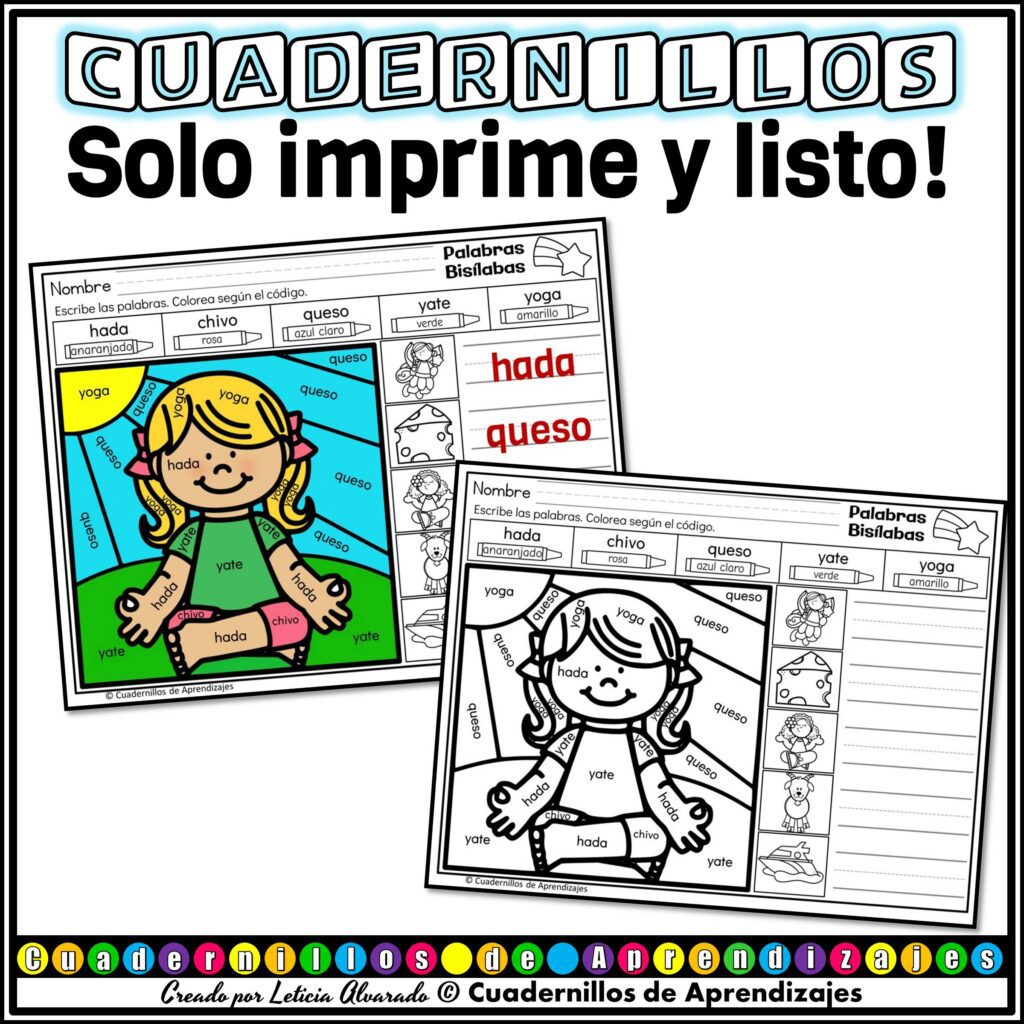 Palabras Bisílabas Colorea por Código
