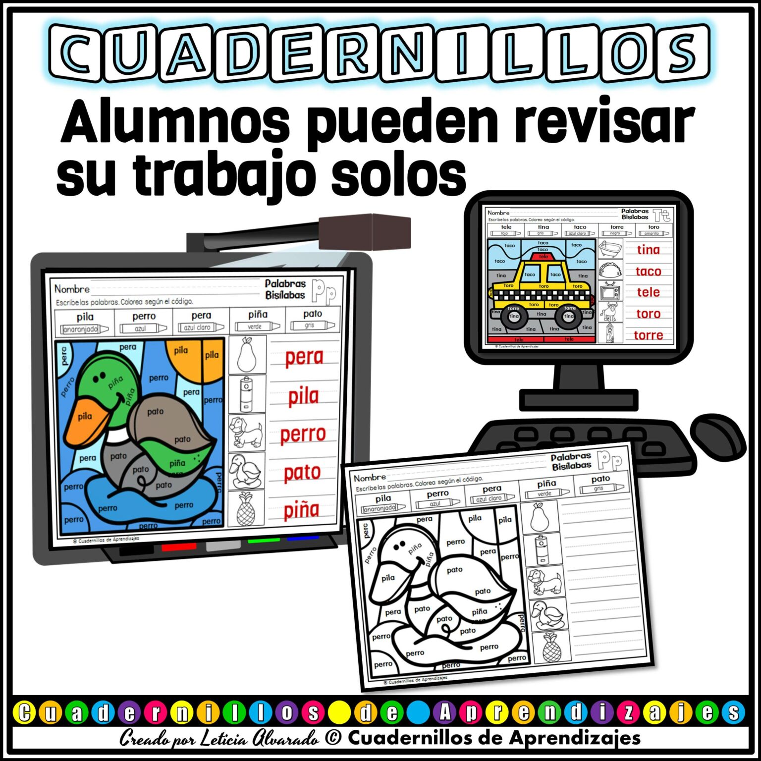 Palabras Bisílabas Colorea por Código