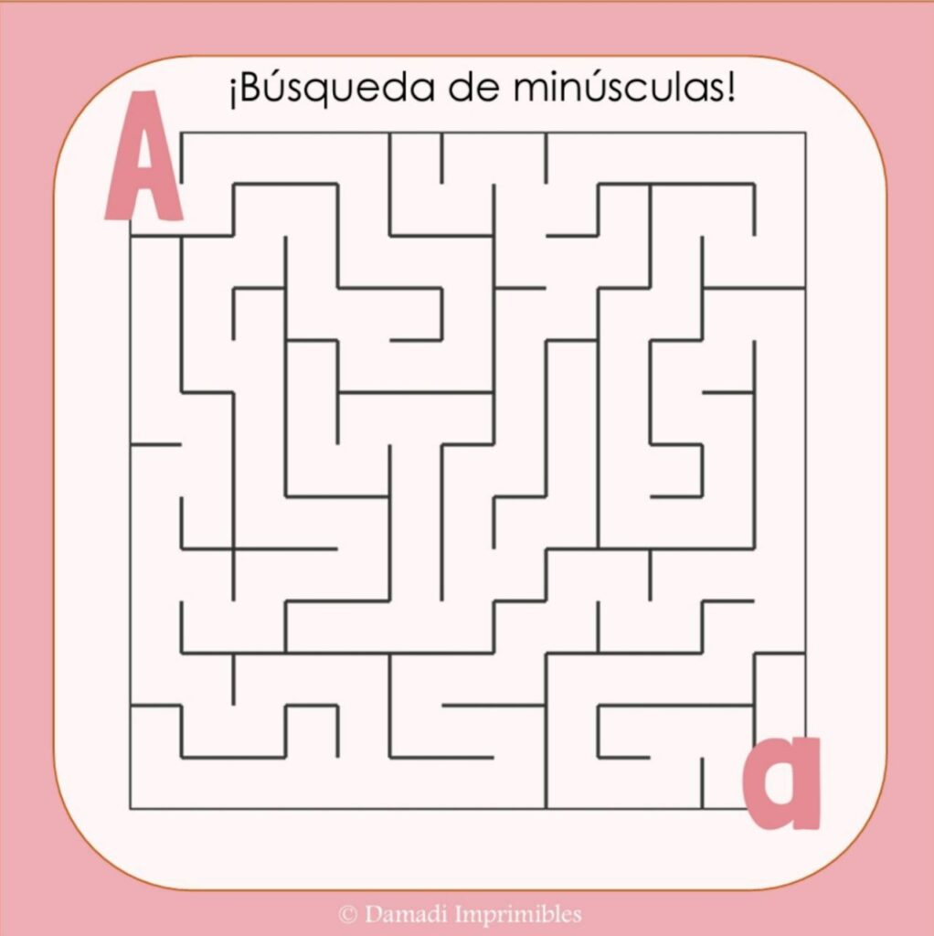 Laberinto del abecedario (mayúsculas y minúsculas) Para Imprimir