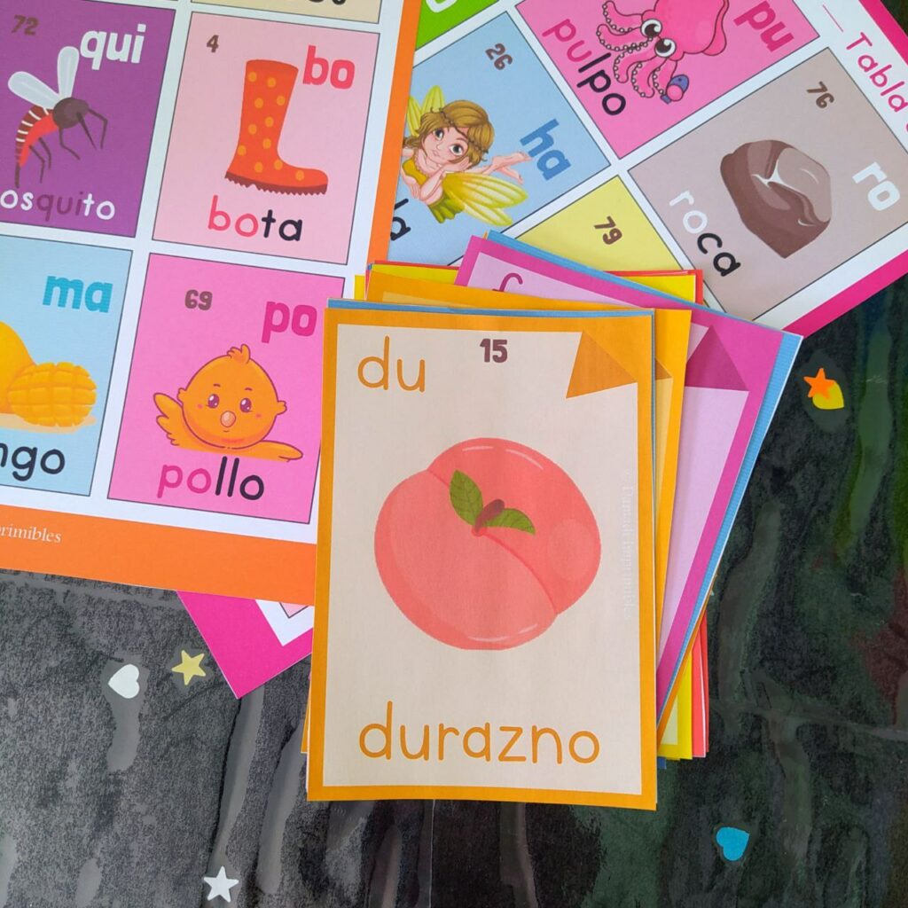 Lotería de sílabas (30 tableros) Para Niños