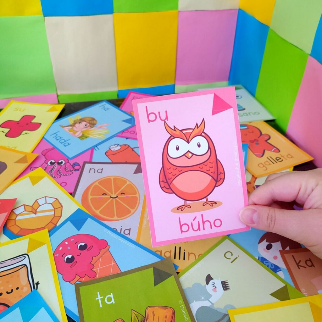 Tarjetas de las sílabas (112 sílabas) Para Niños