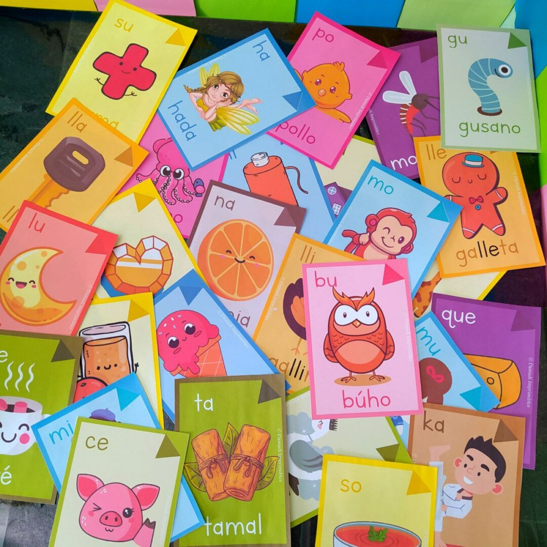Tarjetas de las sílabas (112 sílabas) Para Niños