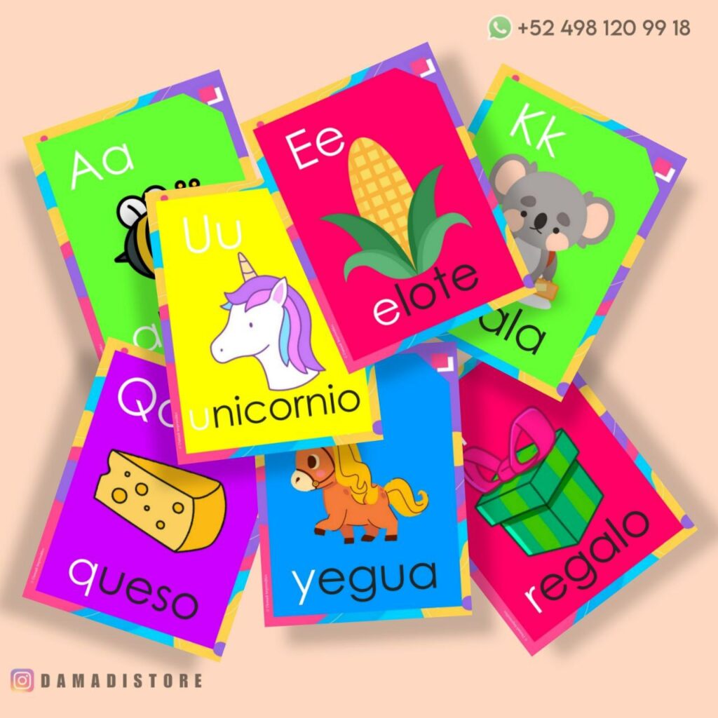 Abecedario de decoración de pared (28 flash cards tamaño carta)