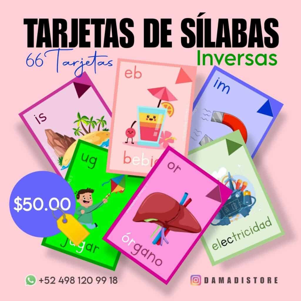 Tarjetas de las sílabas inversas (70 tarjetas)