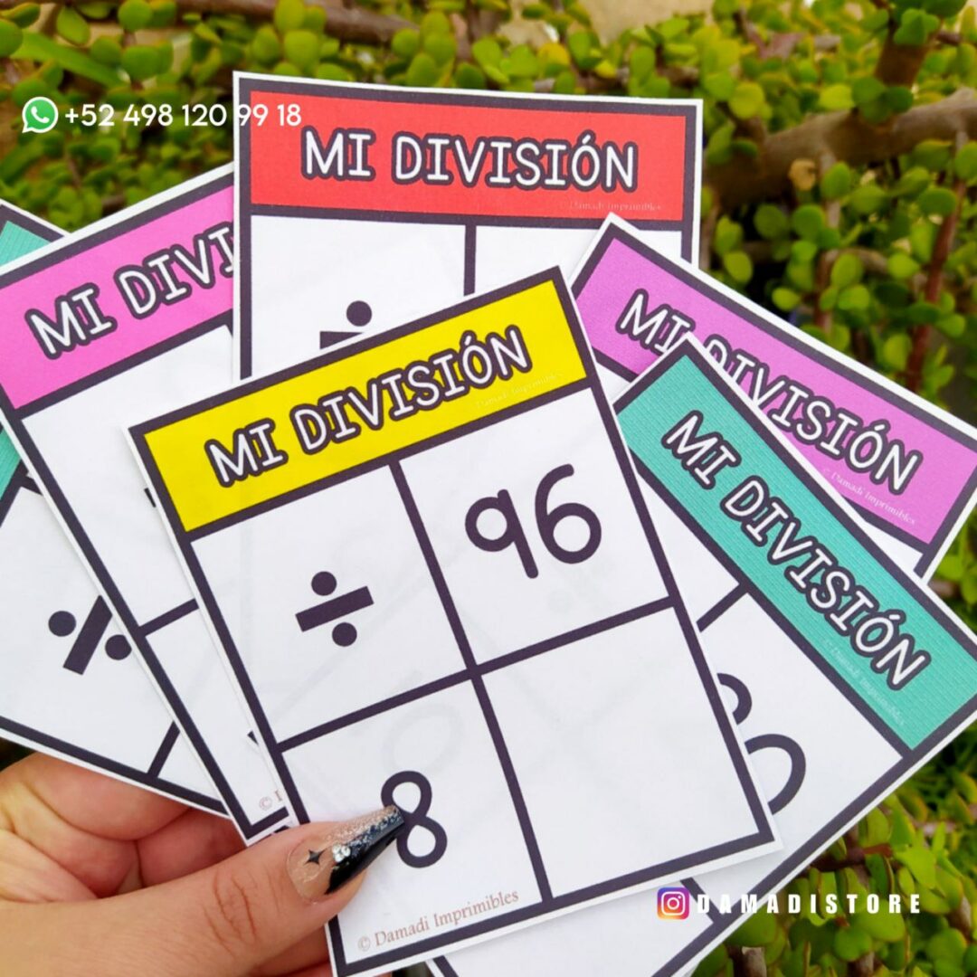 Tarjetas de las divisiones del 1 al 20 (200 tarjetas + 200 resultados)