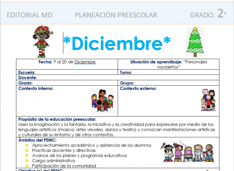 Planeación Navidad Preescolar: 1, 2 y 3er Grado