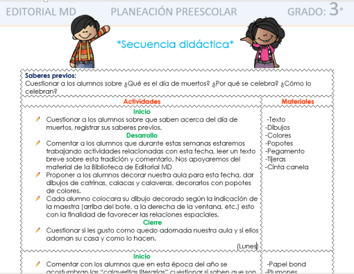 Planeación de Noviembre de Nivel Preescolar