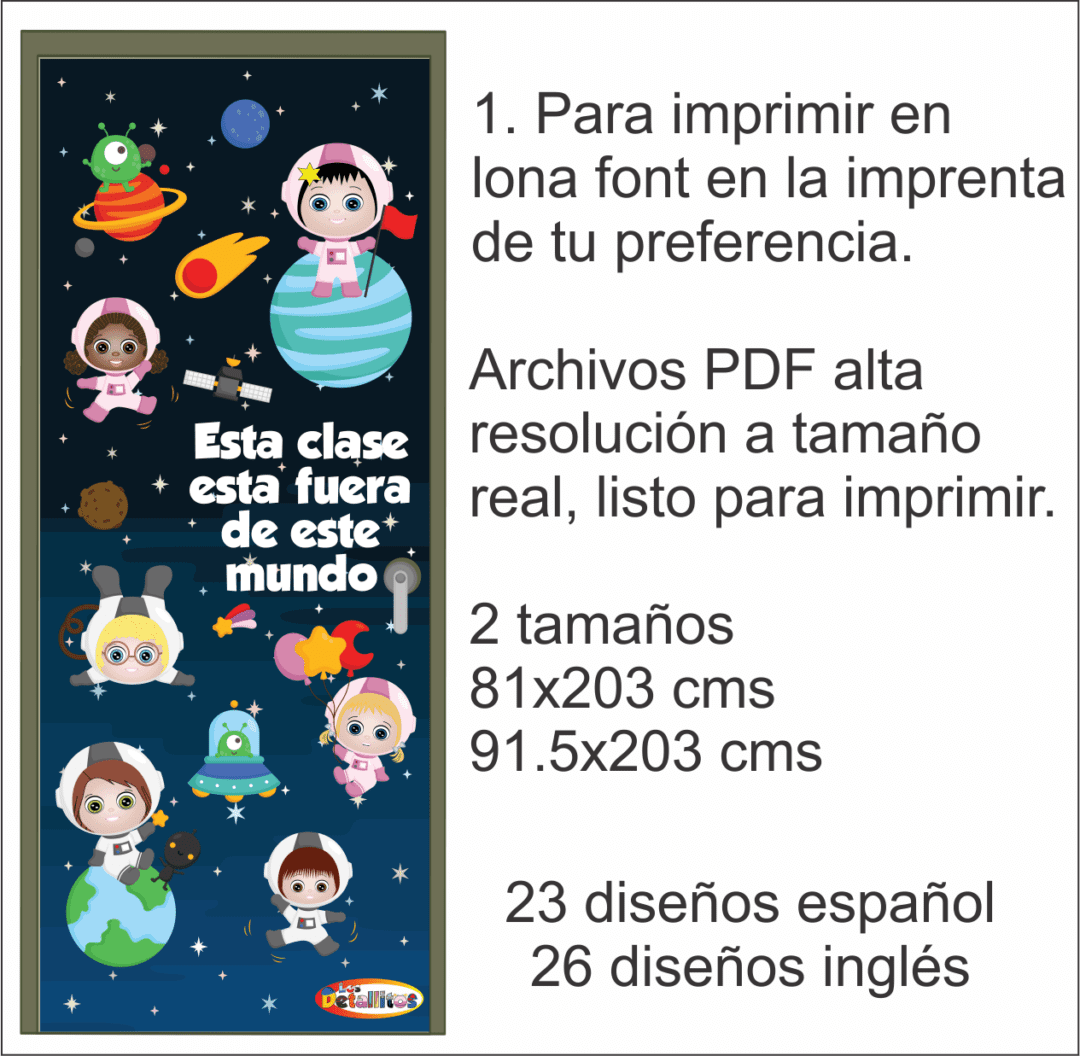 MEGA KIT DECORACIÓN PUERTAS SALON PARA TODO EL AÑO ESPAÑOL-INGLÉS