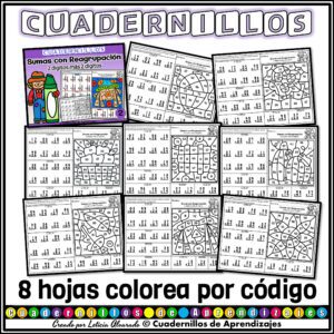 Sumas 2 dígitos más 2 dígitos con Reagrupación Colorea Código ...