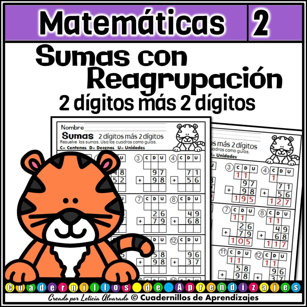 Sumas con Reagrupaciones 2 dígitos más 2 dígitos