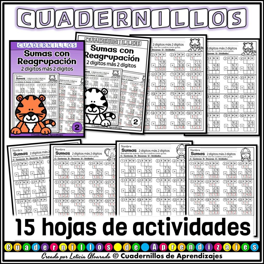 Sumas con Reagrupaciones 2 dígitos más 2 dígitos