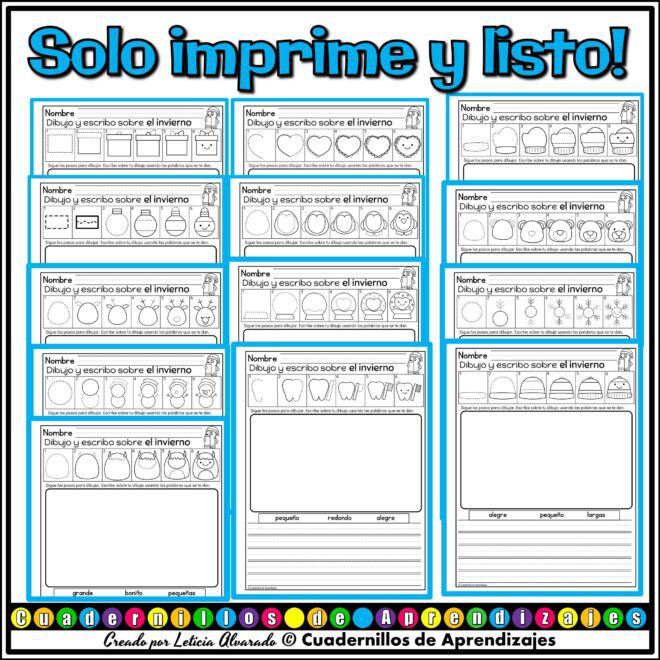 Dibuja y Escribe Invierno Adjetivos Descriptivos | 2024