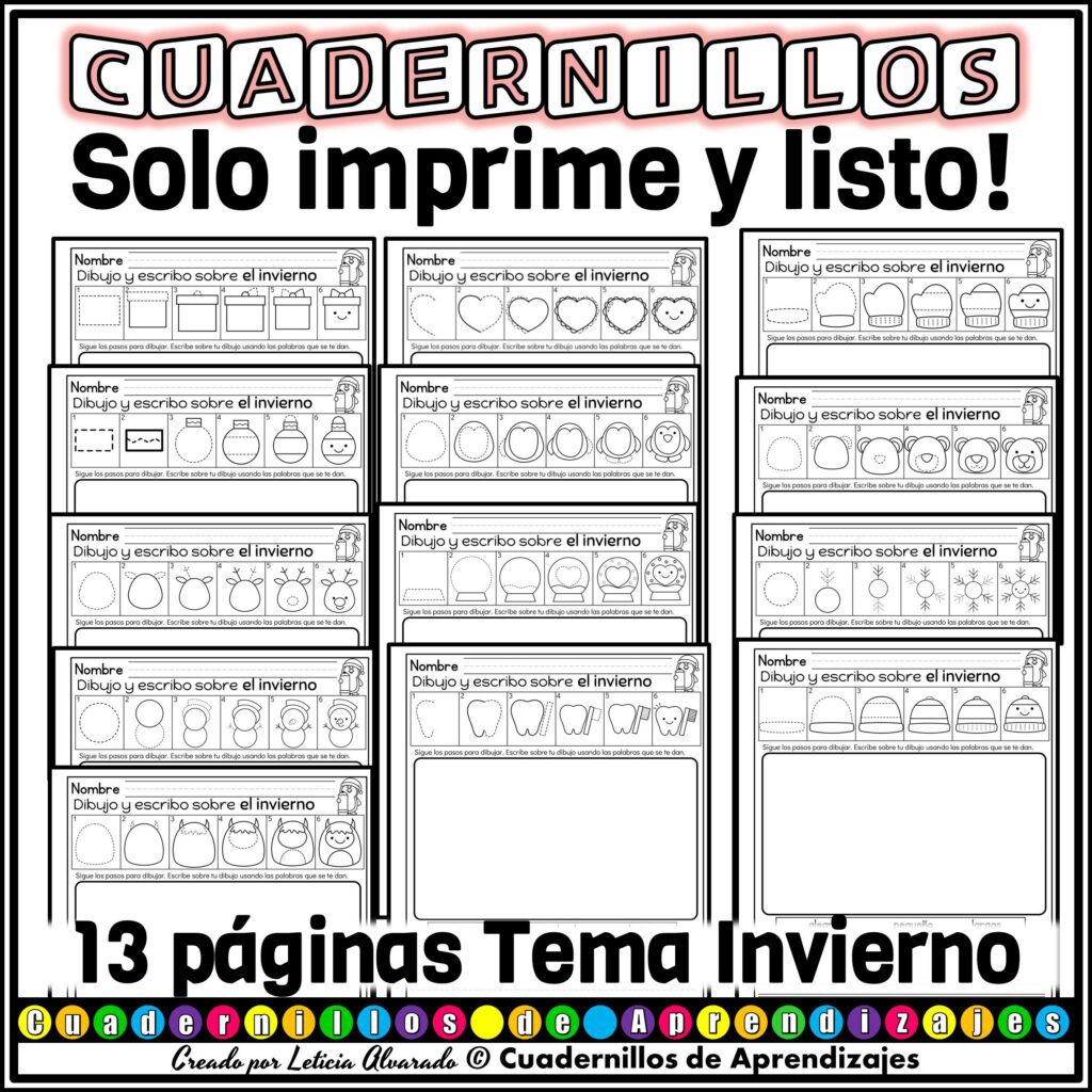 Dibuja y Escribe Invierno Adjetivos Descriptivos