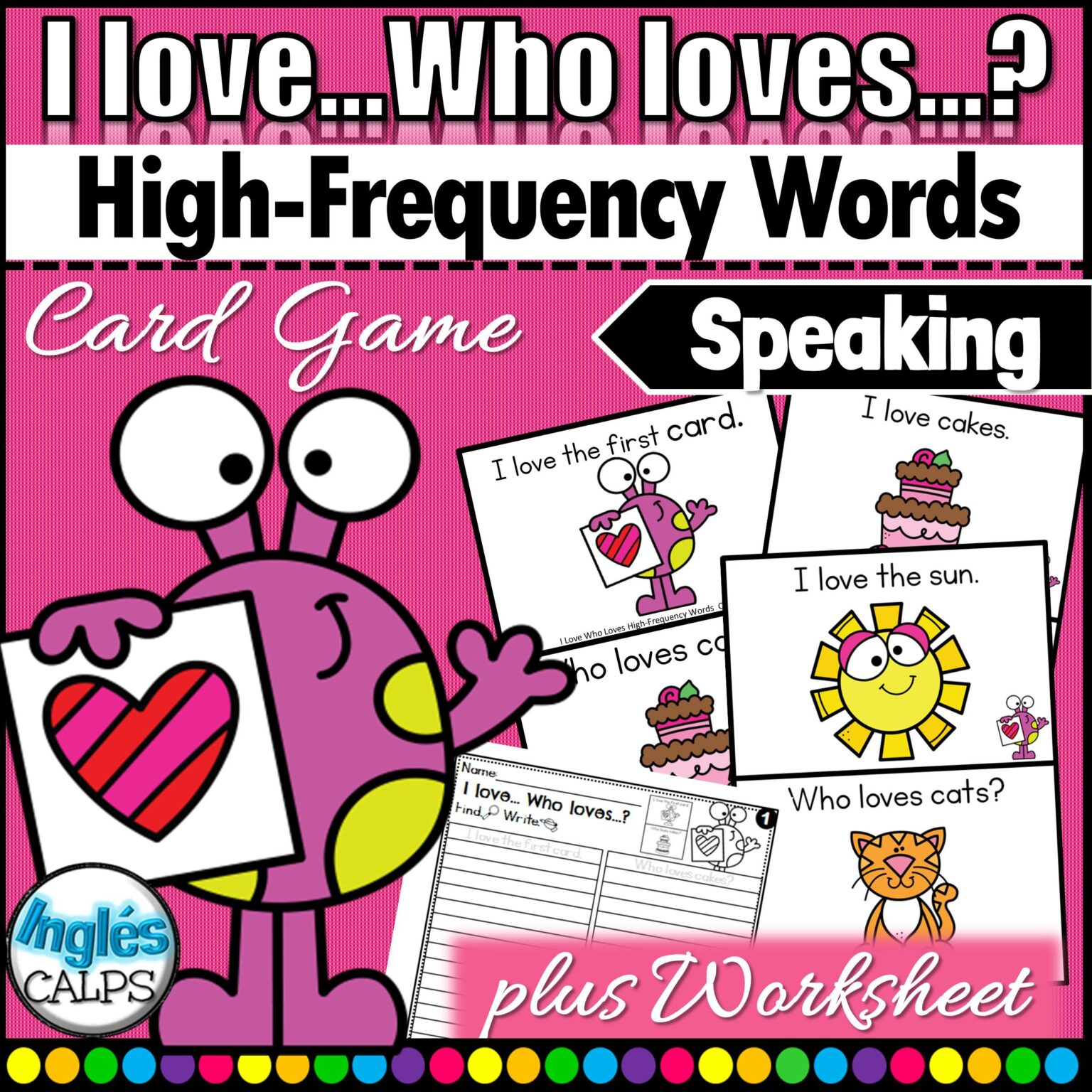 San Valentines Day I love Who loves Printable Card Game High-Frequency ...